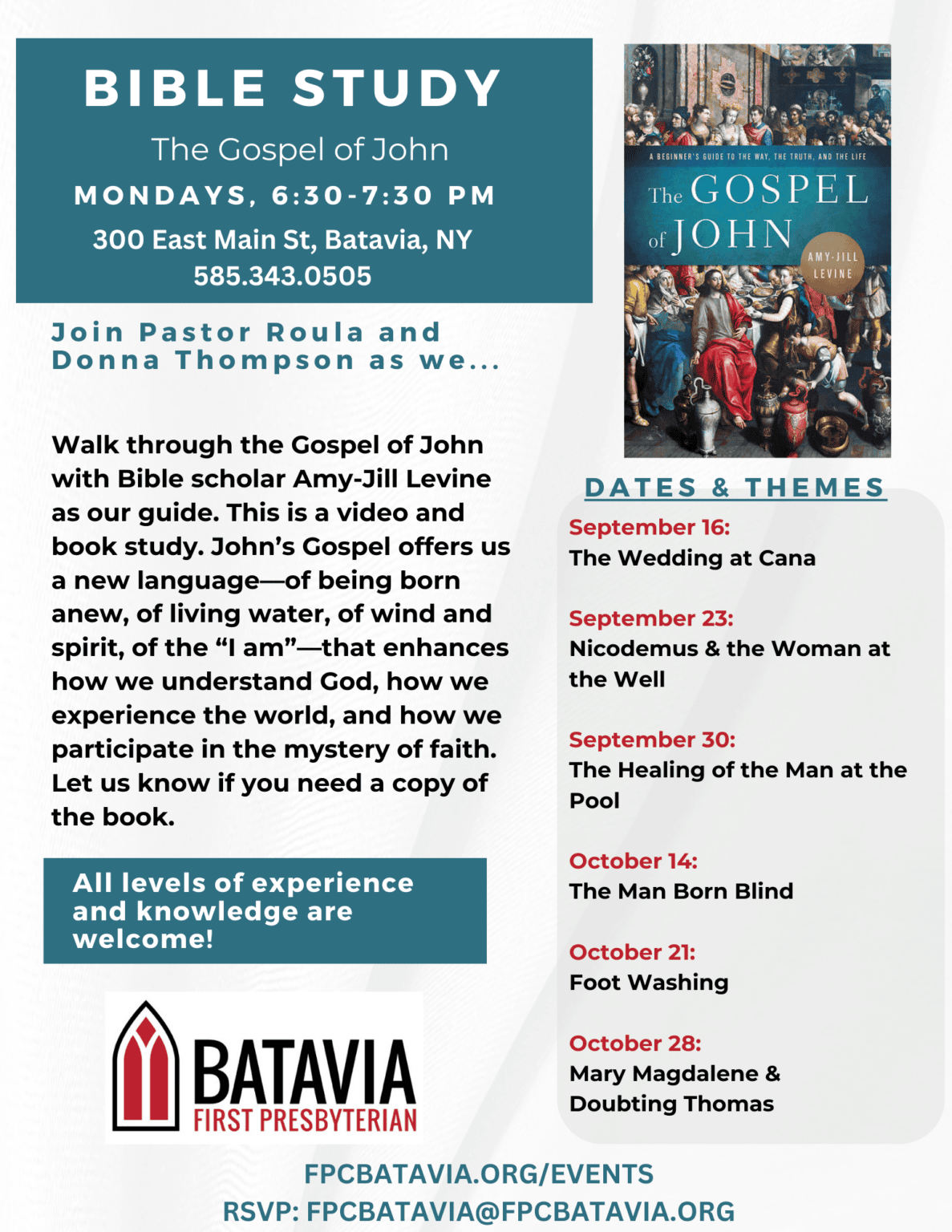 Gospel of John Bible Study | Batavia First Presbyterian Church